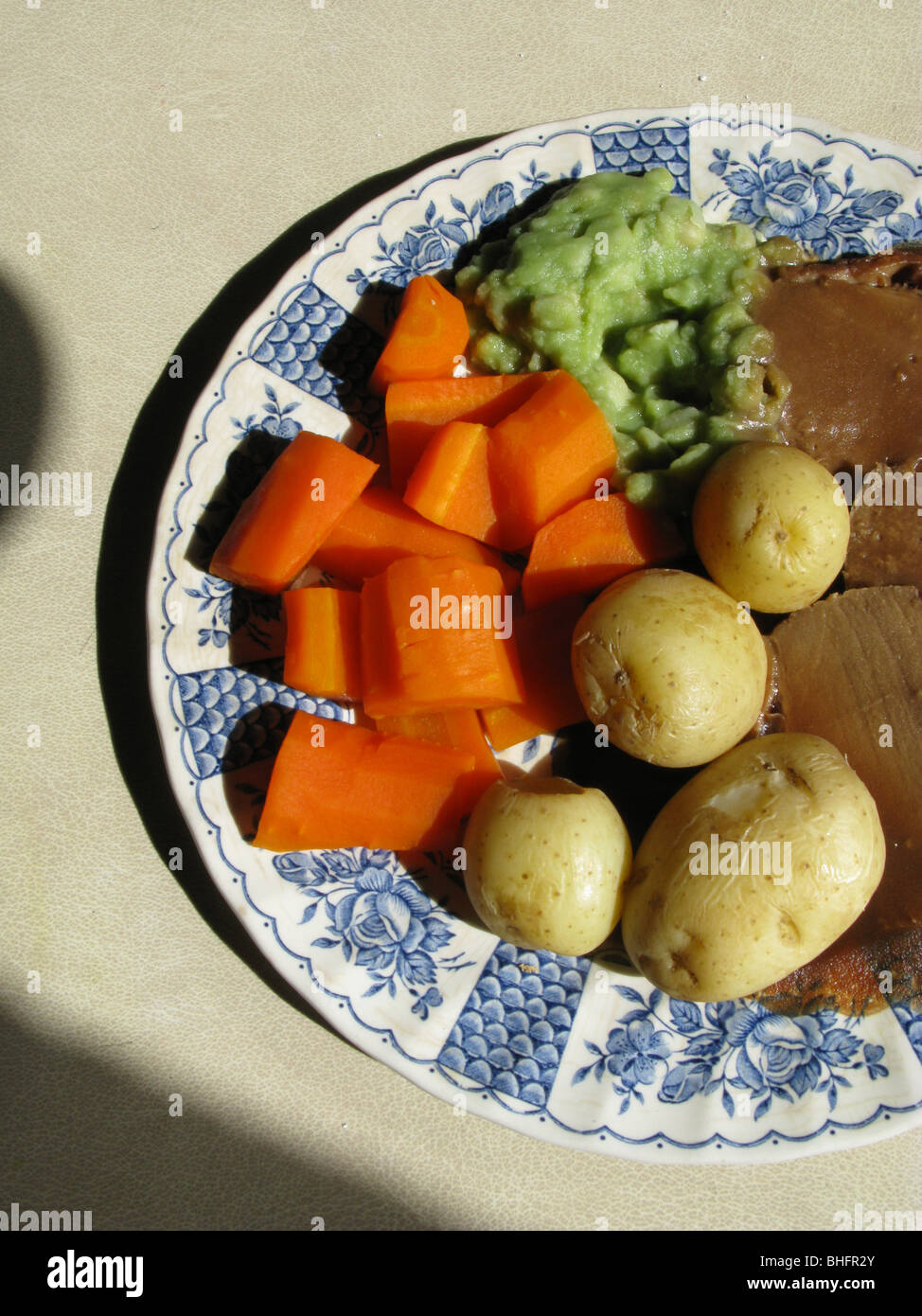 beef dinner sunday lunch on plate Stock Photo - Alamy