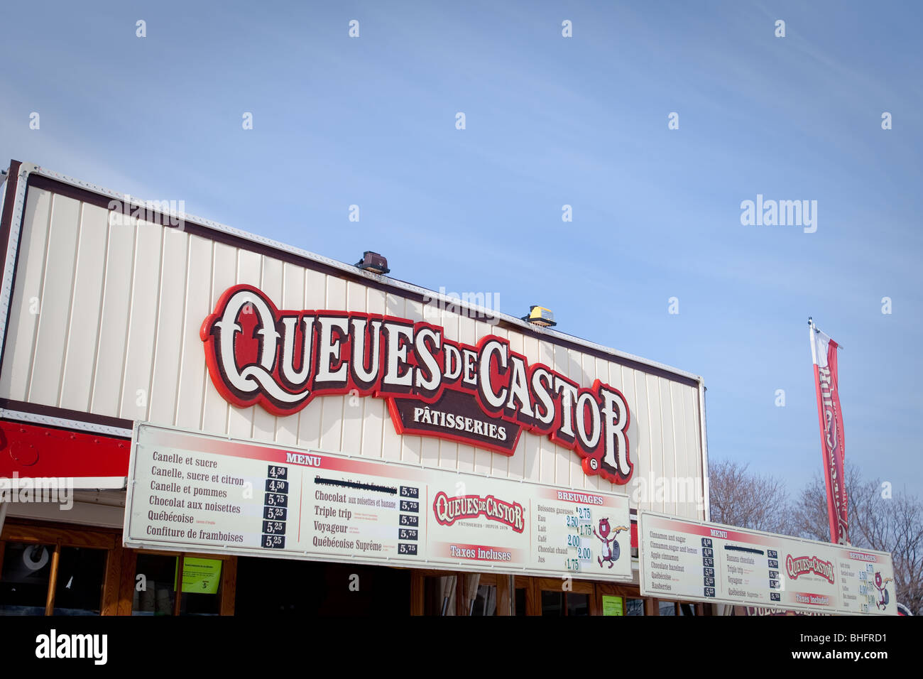 A "Queues de Castor" (beaver tails) stand at the Quebec Winter Carnival ...