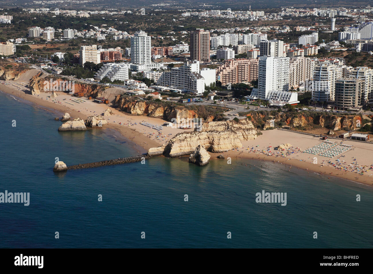 Aerial view of Praia da Rocha (Portimao, Algarve, Portugal Stock Photo ...