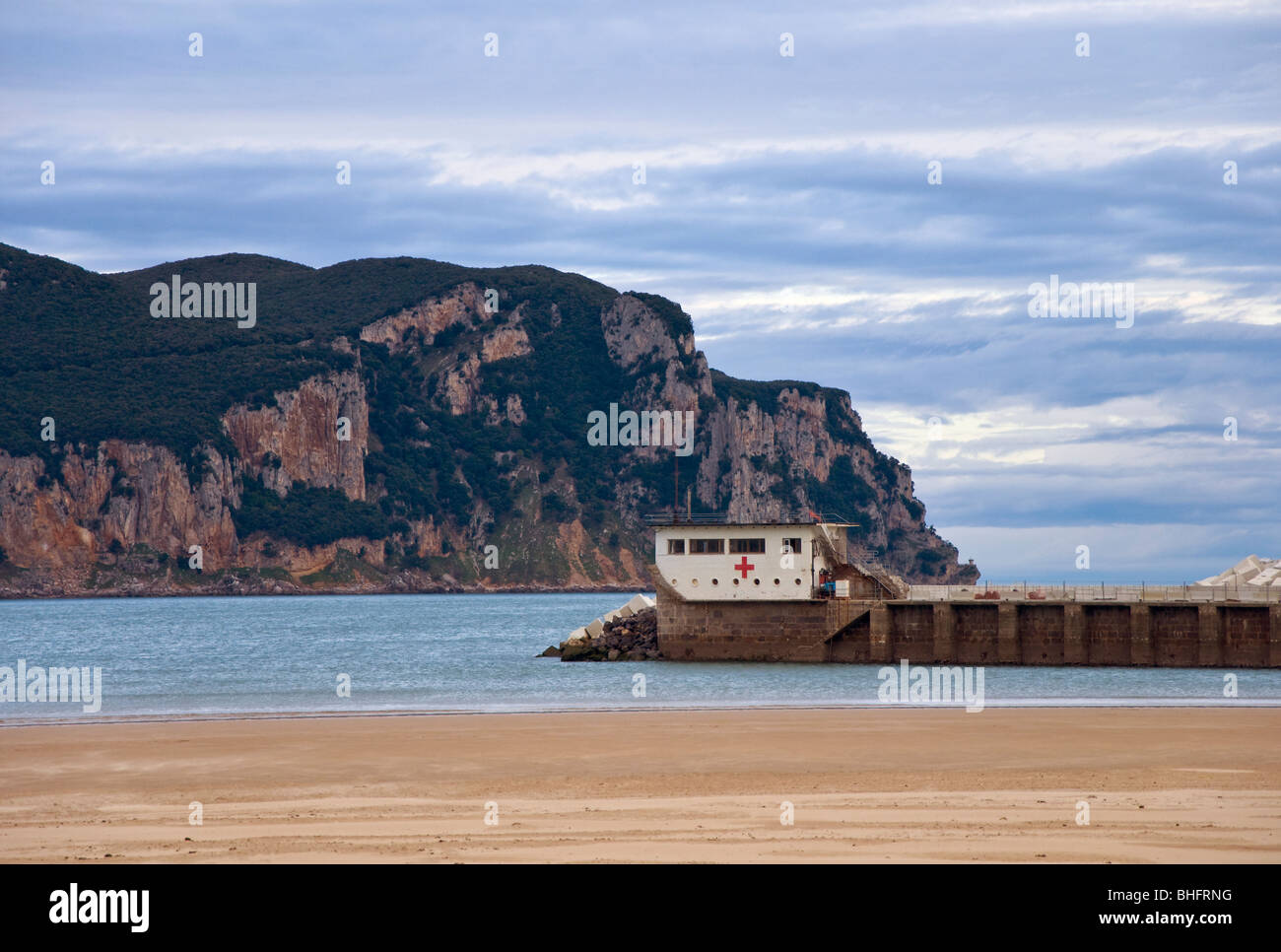 Old building headquarters of the Spanish Red Cross on the beach of ...