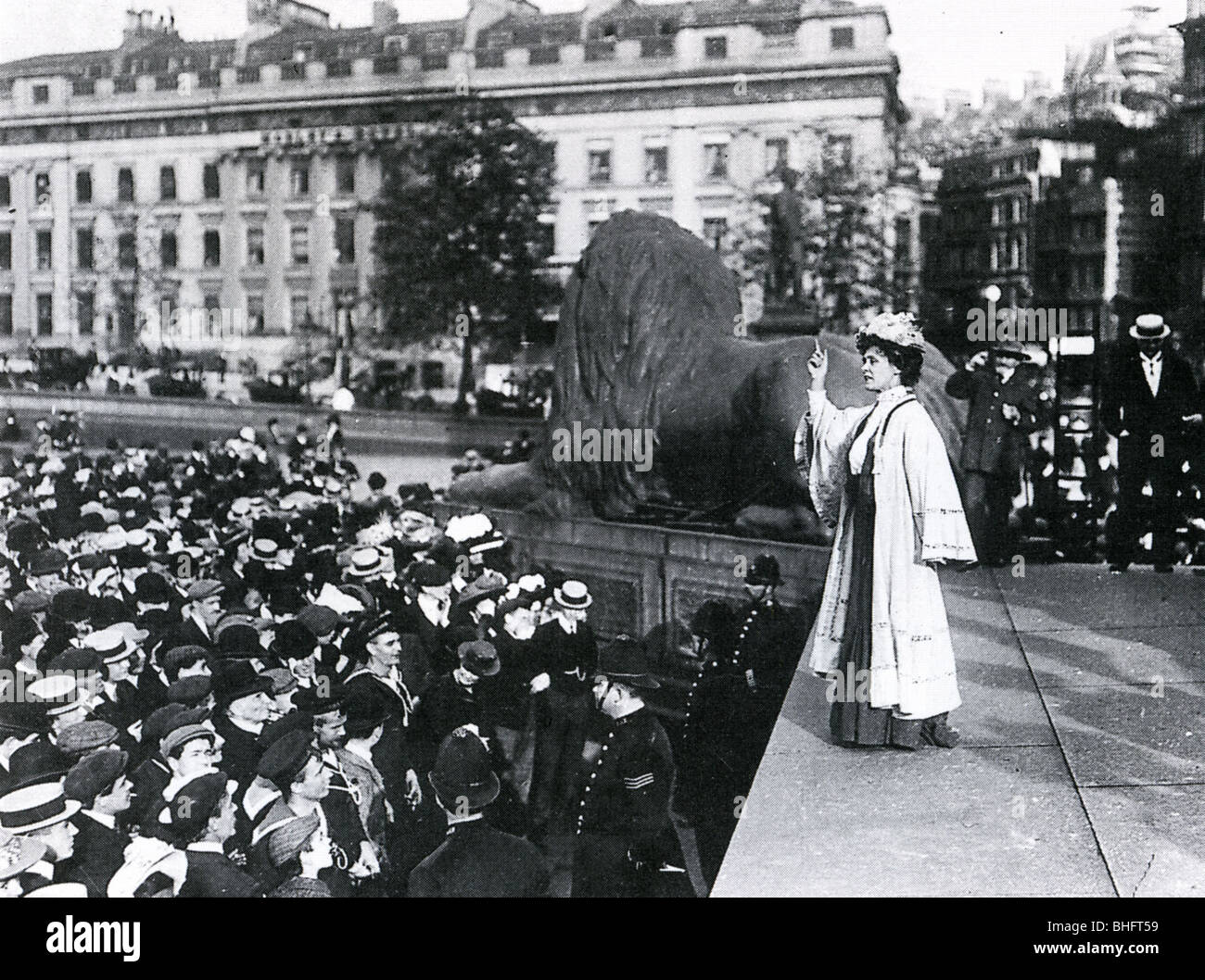 MRS EMILY PANKHURST (Emmeline) English suffragette (1857-1928) makes a ...