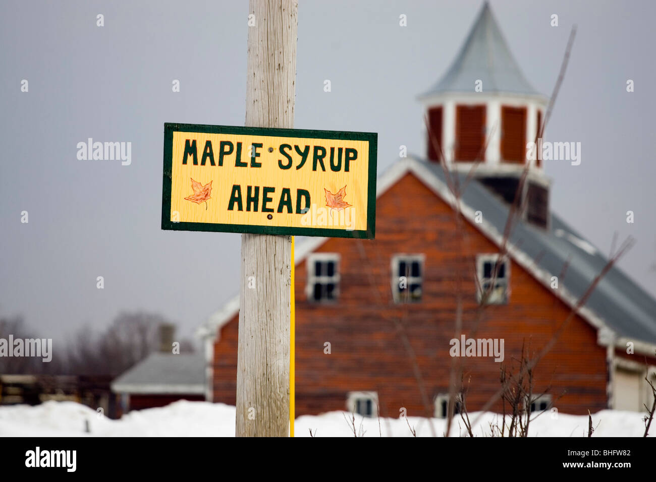 Maple syrup Red Barn Vermont Stock Photo - Alamy