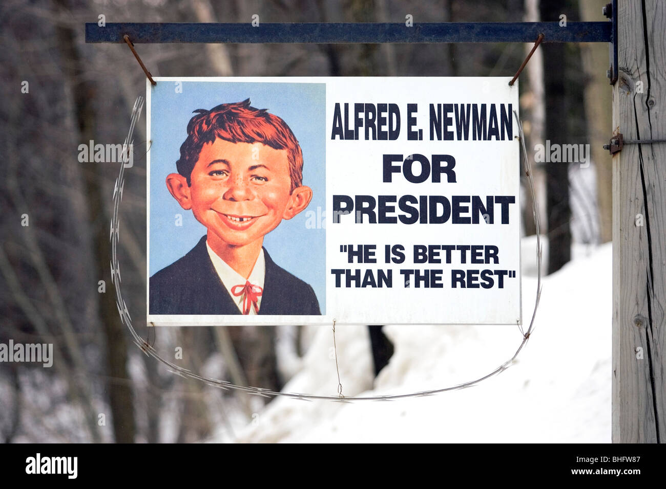 Alfred E Newman for President sign political message Vermont Stock ...