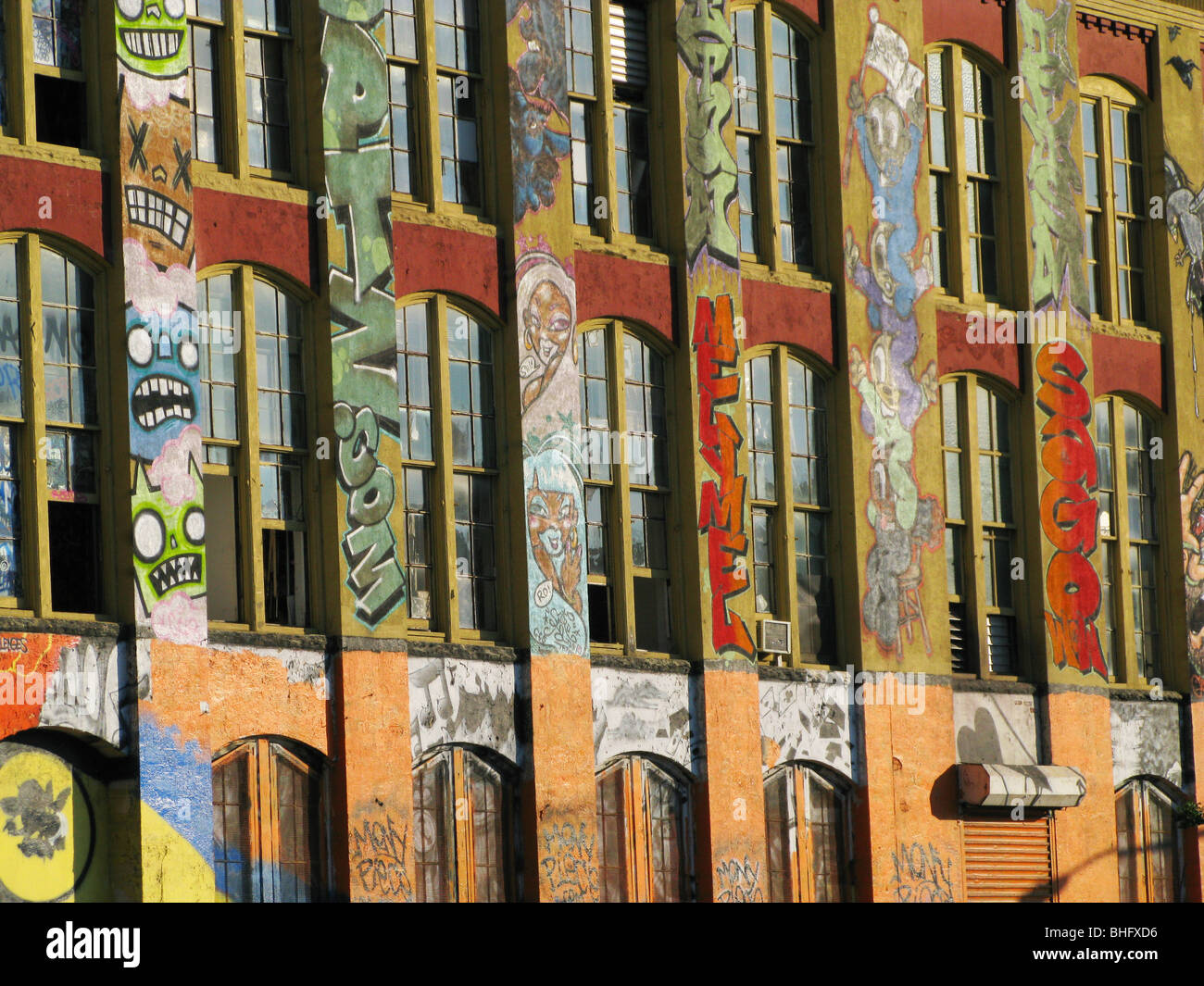 Graffiti art on buildings five 5 points area neighborhood Stock Photo ...