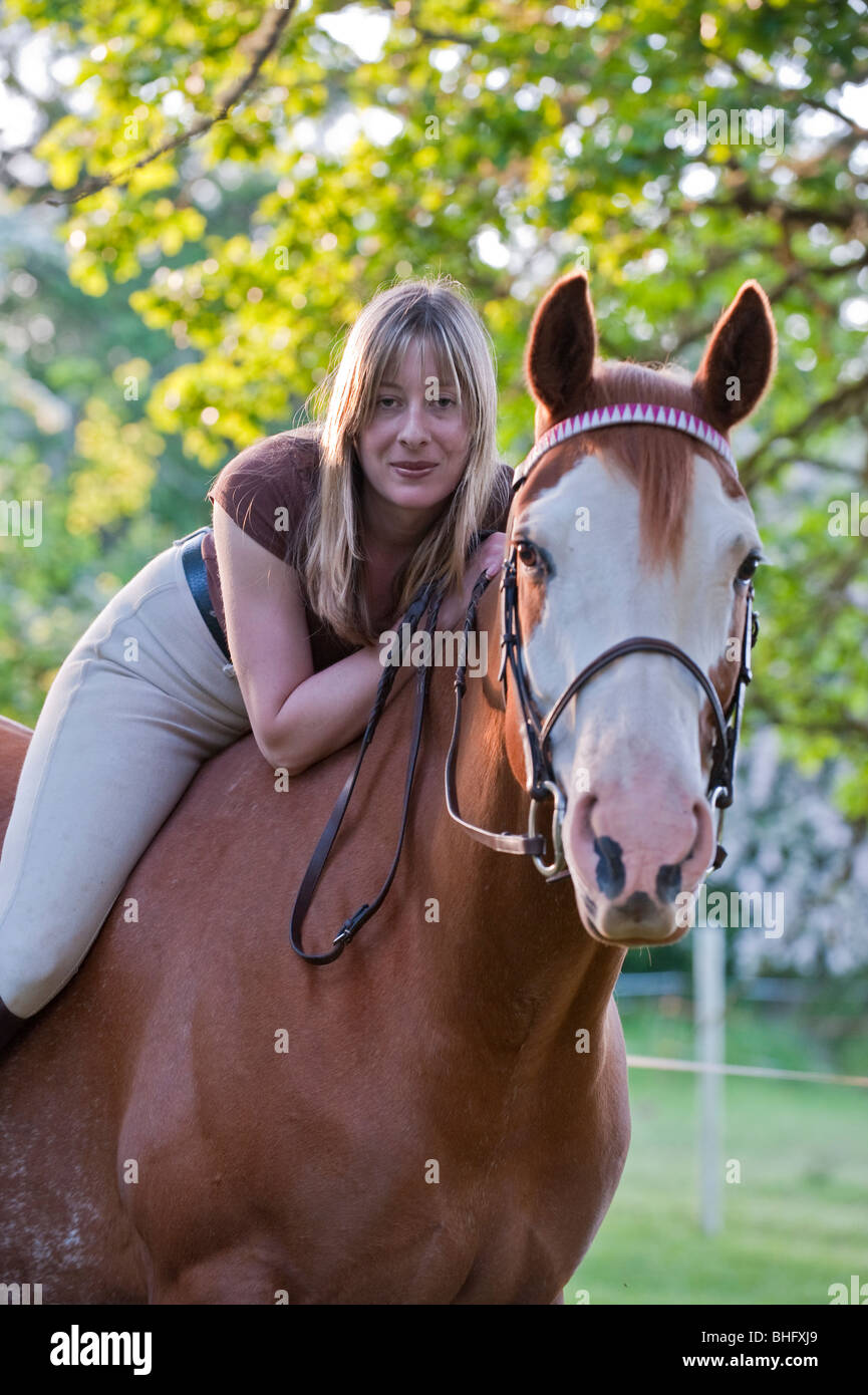 Woman girl riding bareback hi-res stock photography and images - Alamy