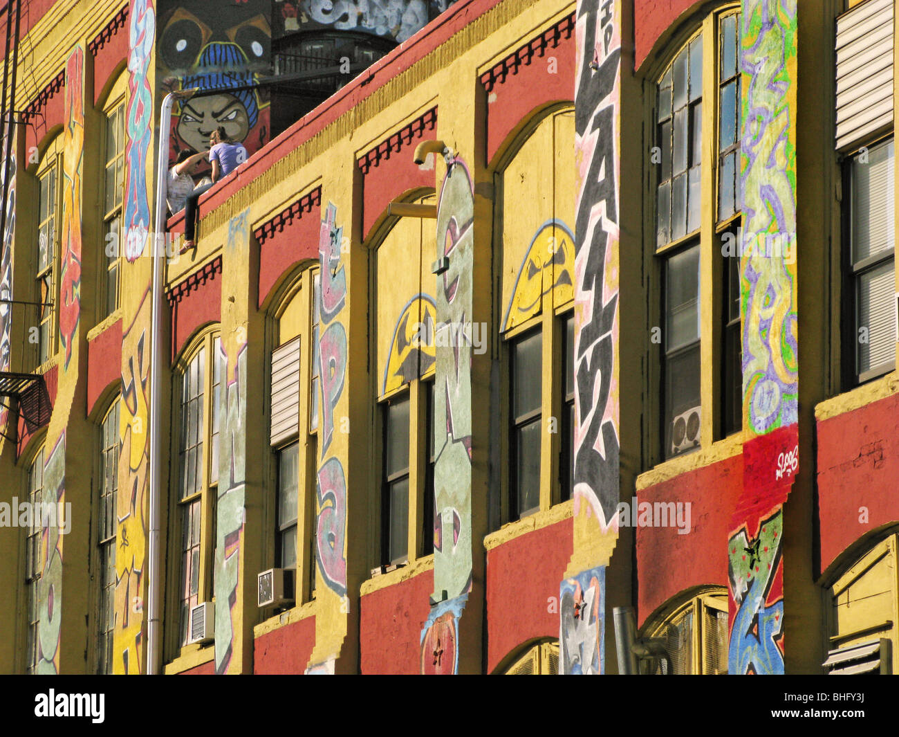 Graffiti art buildings five 5 points area neighborhood Stock Photo - Alamy