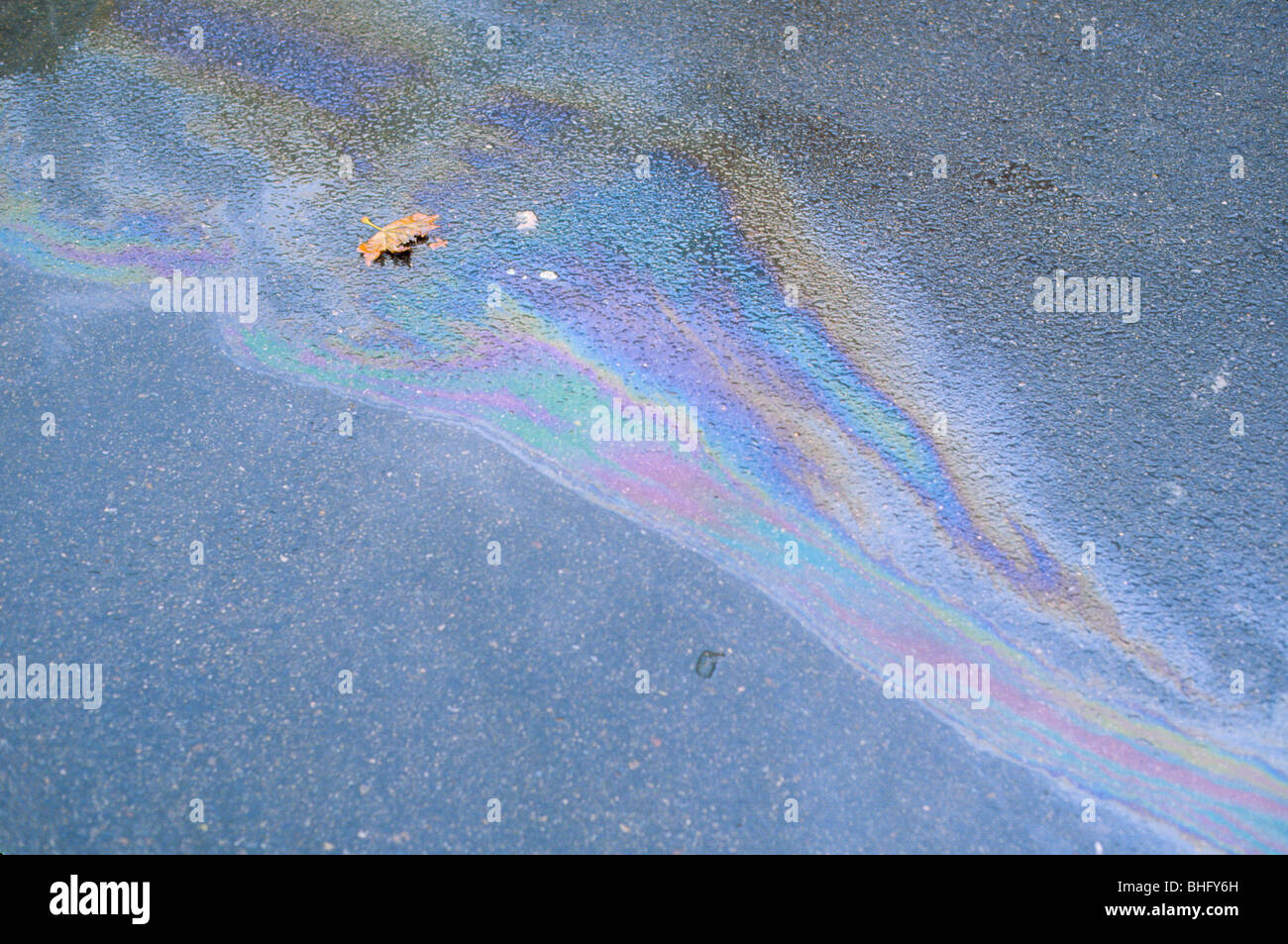 Oil slick interference pattern shine reflect rainbow water science ...