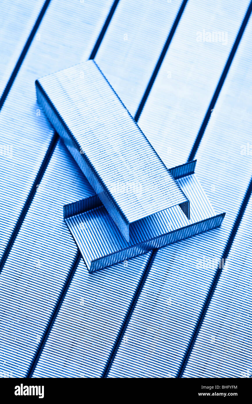 extreme closeup of group of staples Stock Photo - Alamy