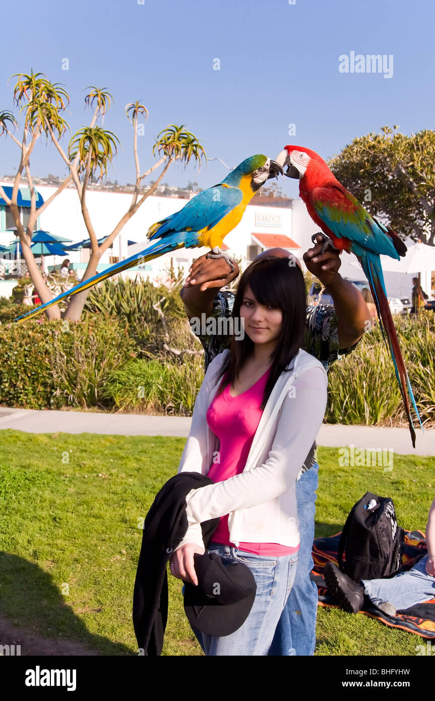 Teenager girl with parrot Stock Photo - Alamy