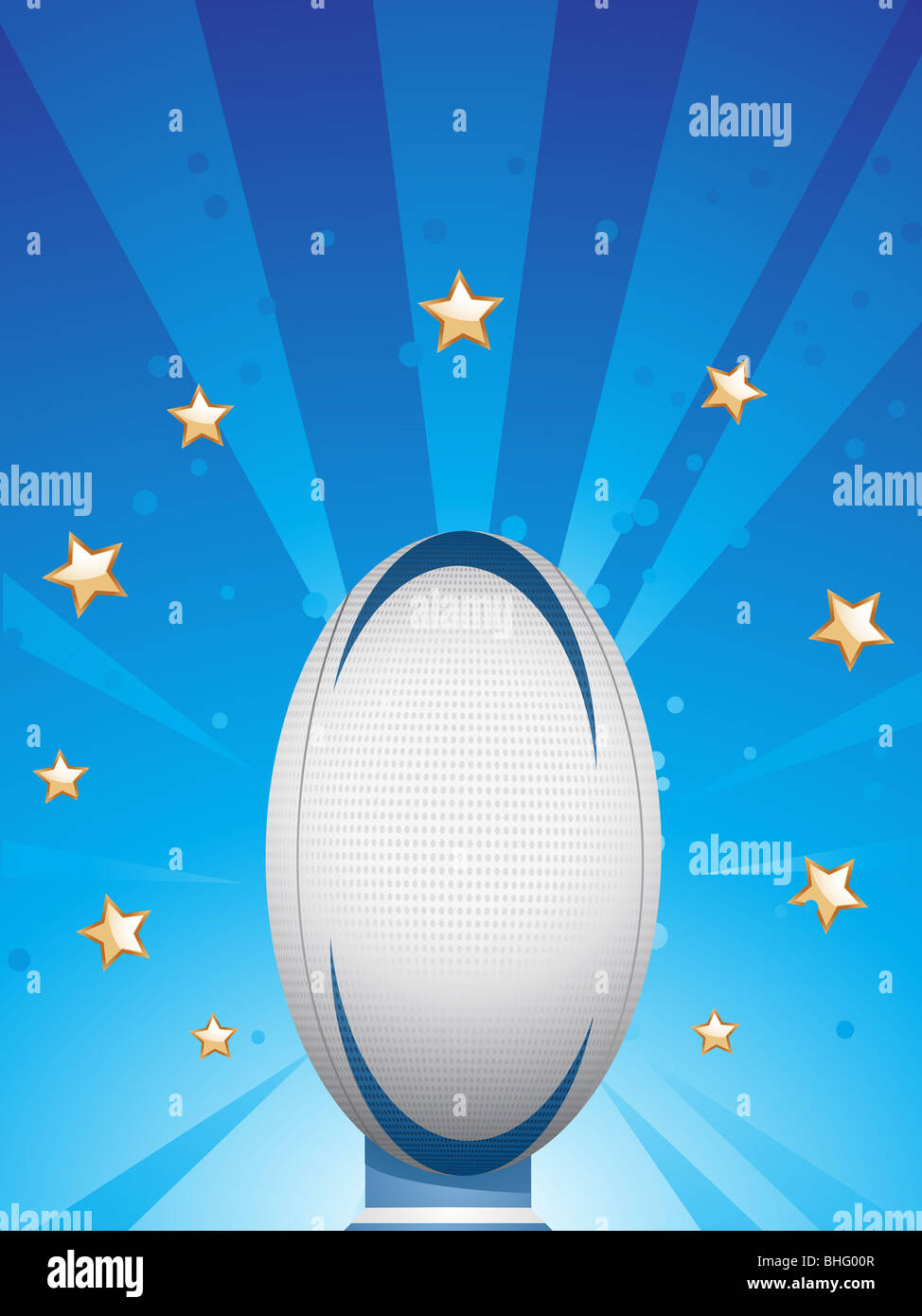 Rugby ball on a star burst background with gold stars Stock Photo - Alamy