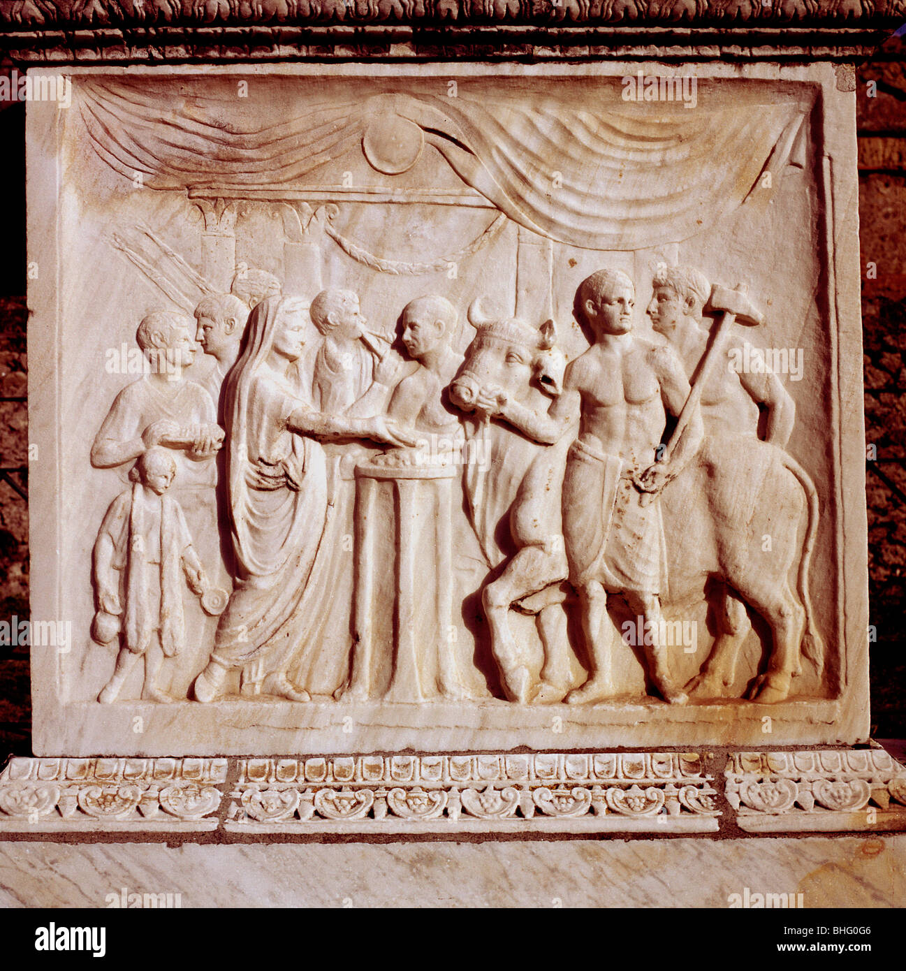 Sacrifice of an ox, Temple of Vespasian, Pompeii, Italy, 1st century ...