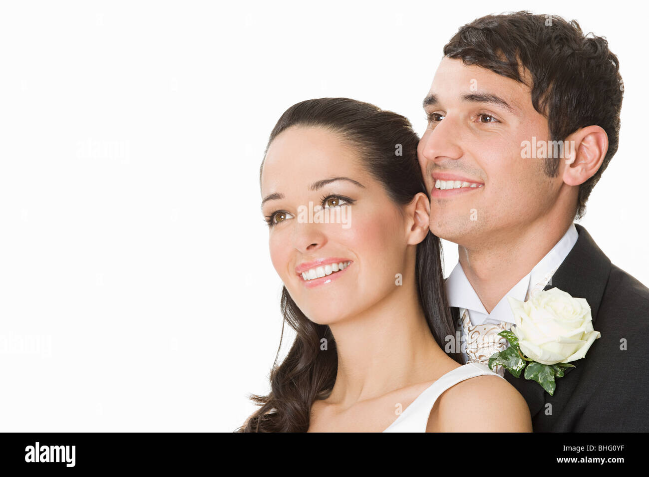 Smiling bride and groom Stock Photo - Alamy