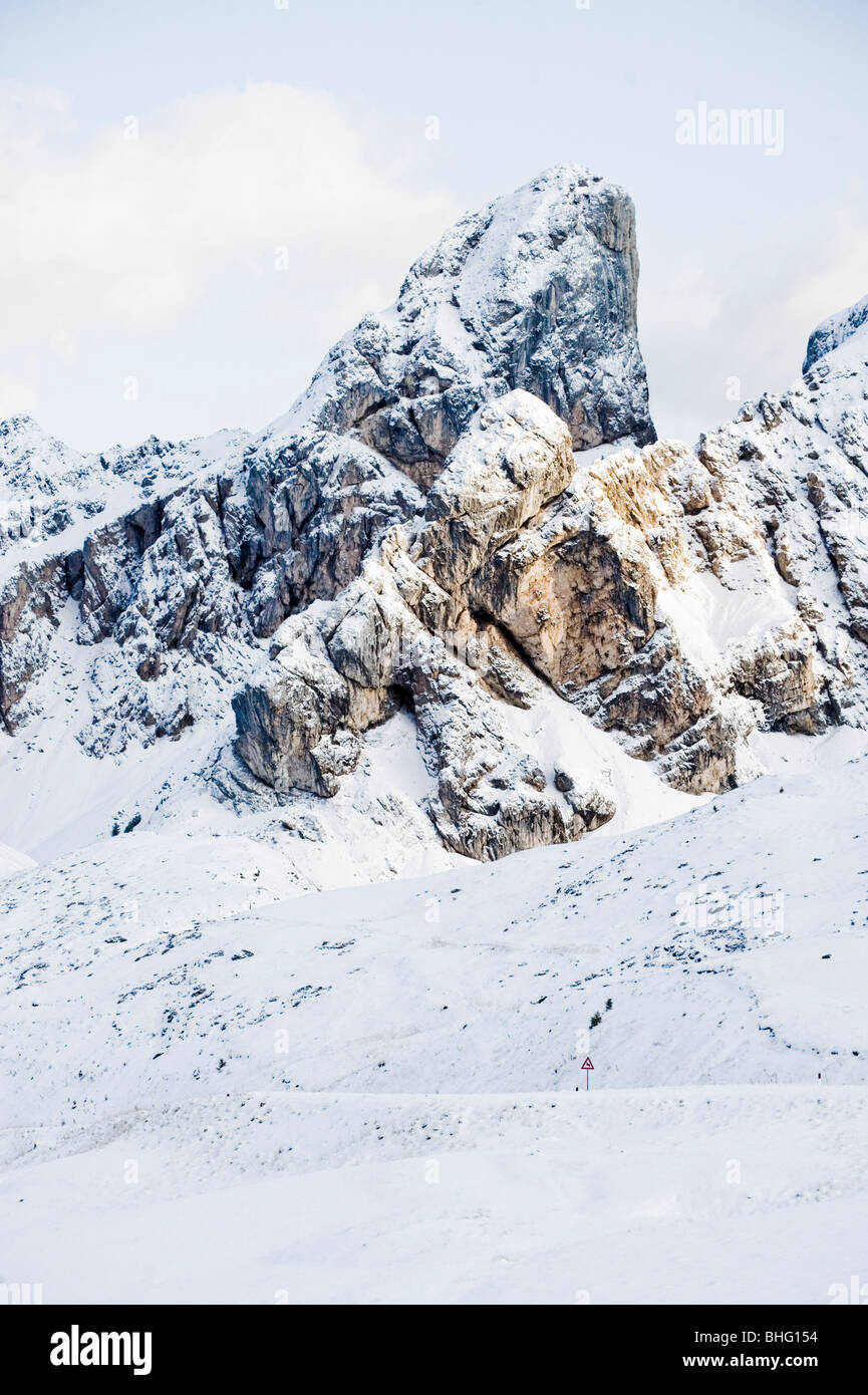 Snow-covered Dolomites near Giau Pass, Trentino-Alto Adige/Suedtirol ...