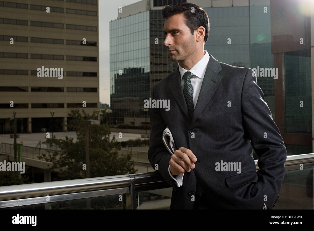 Man leaning on hand rail hi-res stock photography and images - Alamy