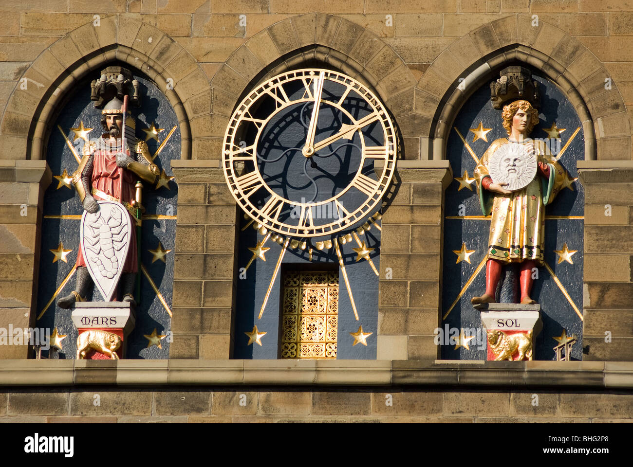 Clock on Cardiff Castle Stock Photo - Alamy