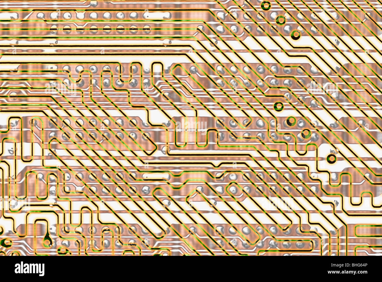 Graphical abstract background - golden circuit board Stock Photo - Alamy