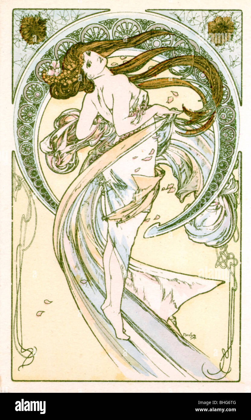 'Dancing', 1900. Artist: Alphonse Mucha Stock Photo - Alamy