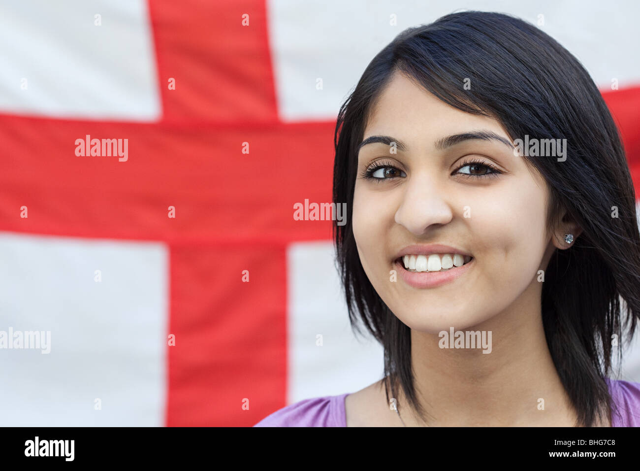 Teenage girl and english flag Stock Photo - Alamy