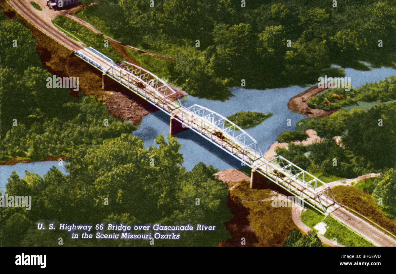 Bridge over the Gasconde River in the Ozarks, Missouri, USA, 1954 ...