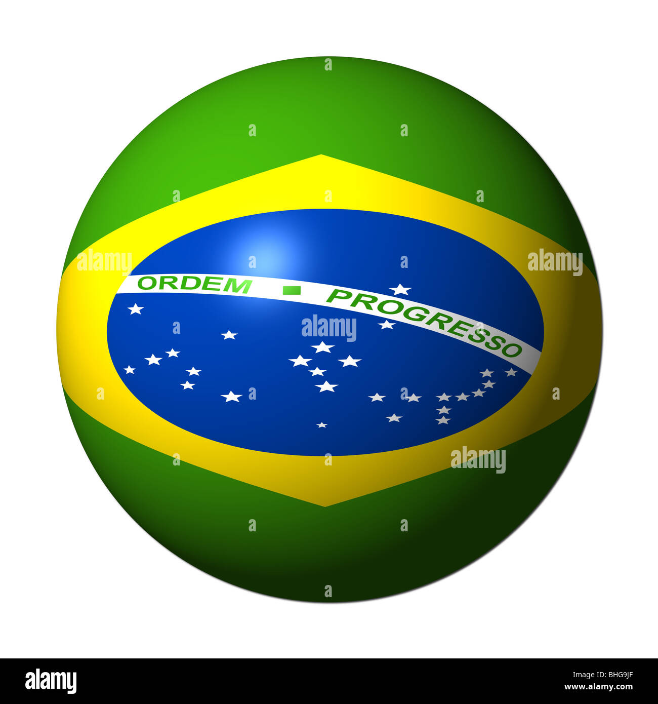 Brazilian flag sphere isolated on white illustration Stock Photo - Alamy