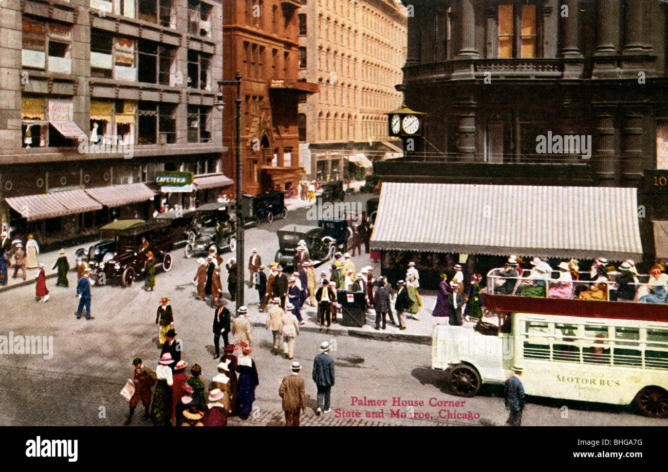 Corner of State and Monroe Streets, Chicago, Illinois, USA, 1915 ...