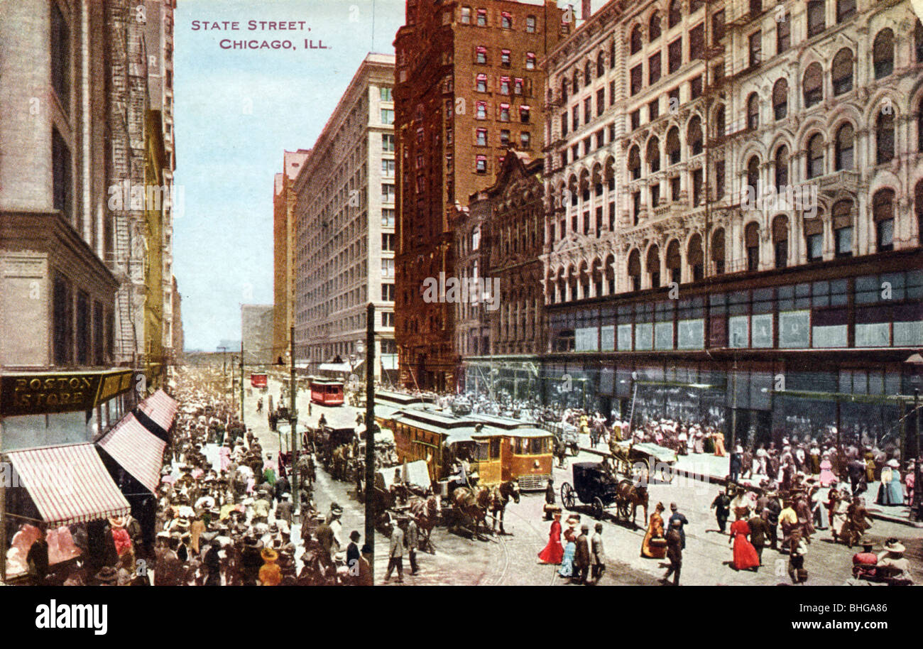 State Street, Chicago, Illinois, USA, 1910. Artist: Unknown Stock Photo ...