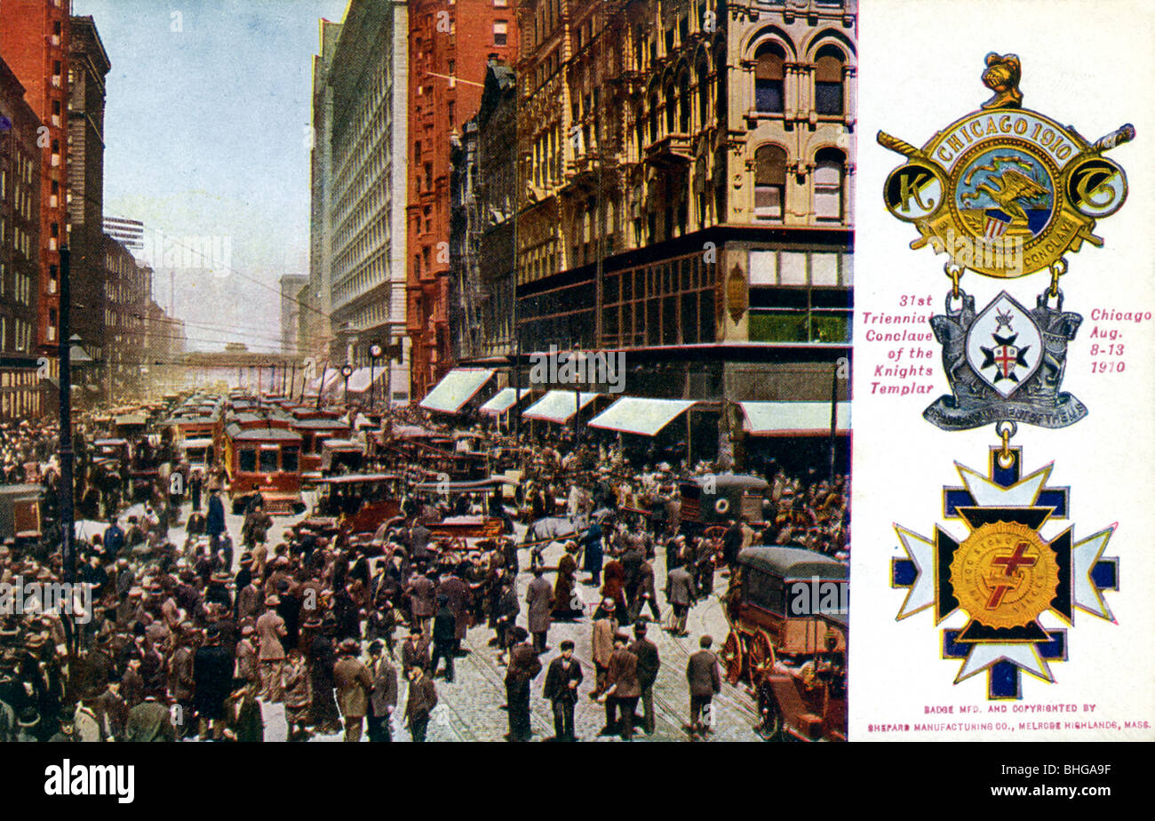 Rush hour scene on a street in Chicago, Illinois, 1910. Artist: Unknown ...