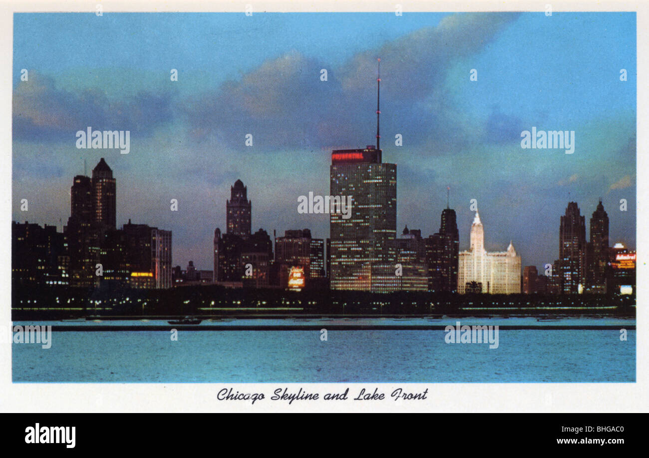 Chicago skyline and lake front, Illinois, USA, 1957. Artist: Unknown ...