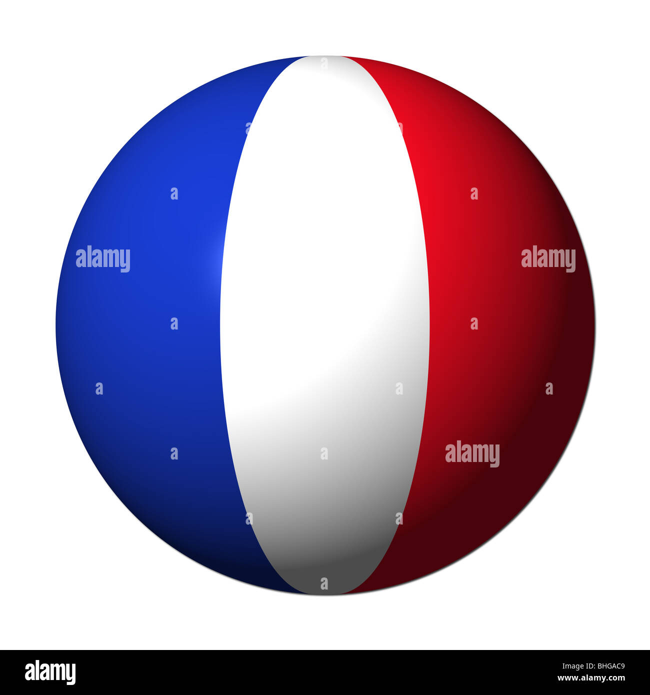 French flag sphere isolated on white illustration Stock Photo - Alamy
