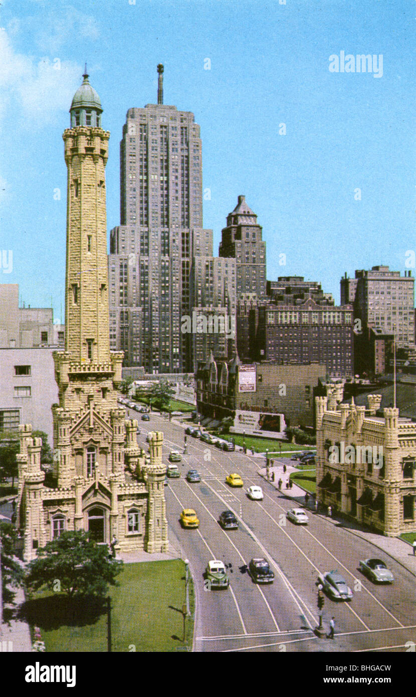 Michigan Avenue looking north, Chicago, Illinois, USA, 1950. Artist ...