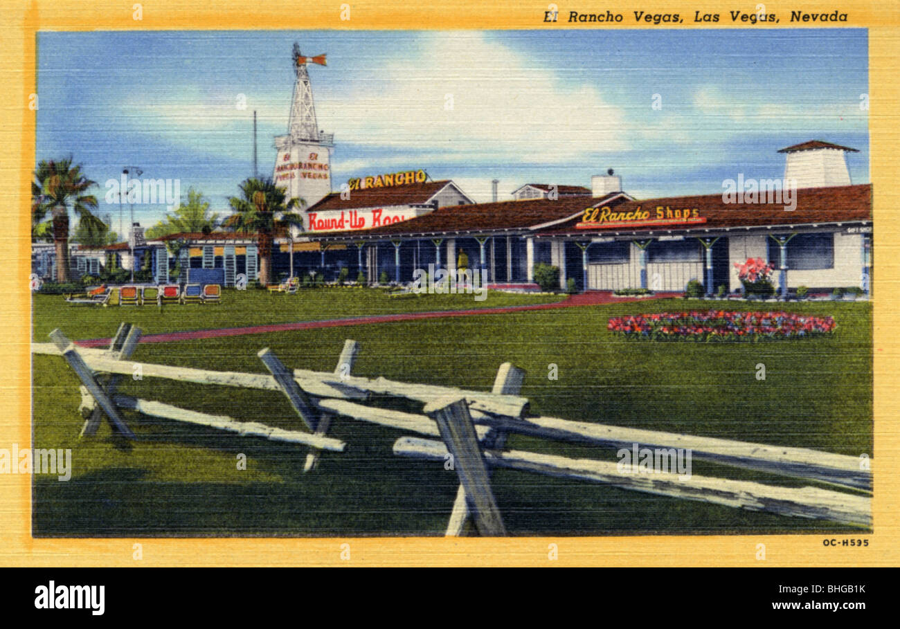 'El Rancho Vegas, Las Vegas, Nevada', postcard, 1950. Artist: Unknown ...