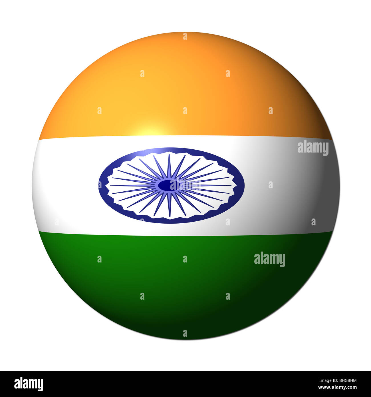 Indian flag sphere isolated on white illustration Stock Photo - Alamy