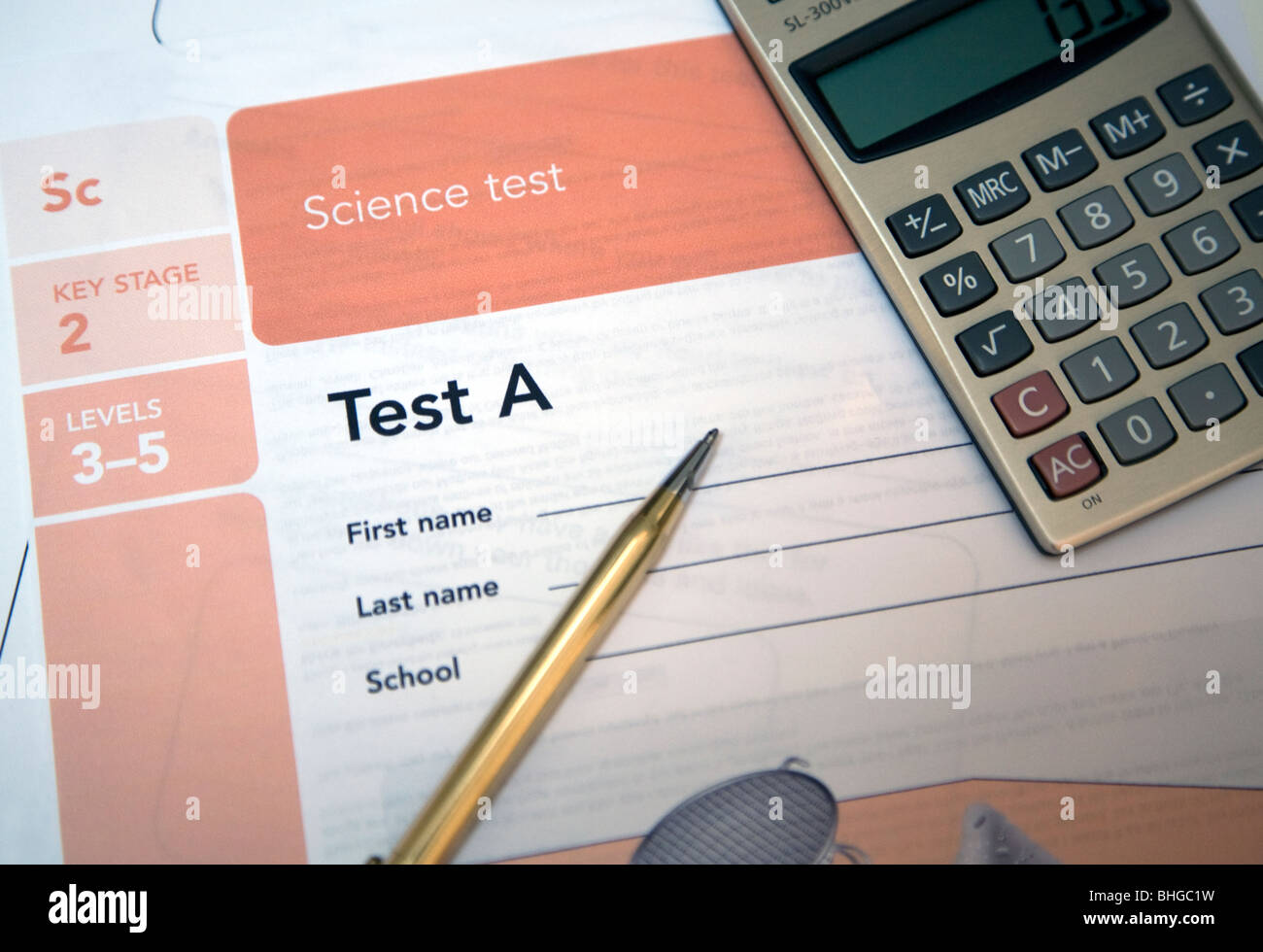 SATS school science test paper Stock Photo - Alamy