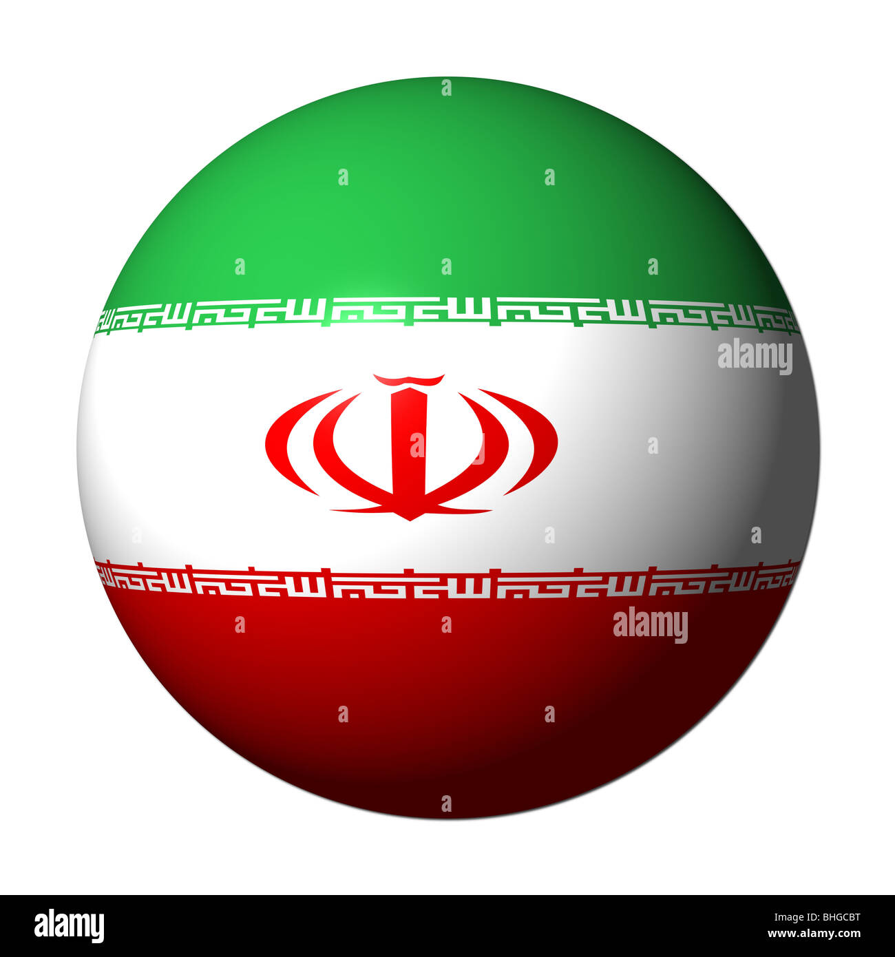Iranian flag sphere isolated on white illustration Stock Photo - Alamy
