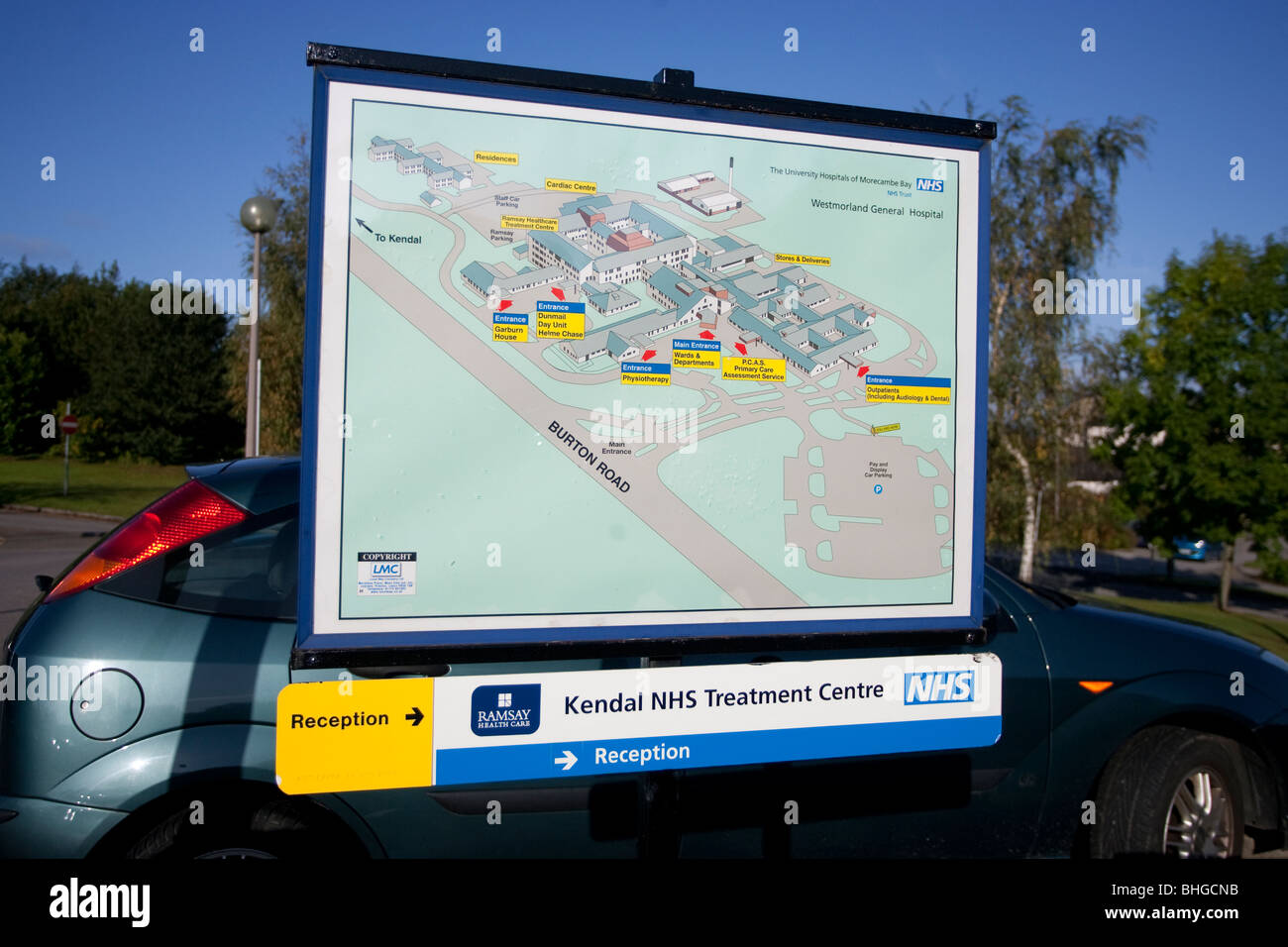 Kendal NHS Trust Treatment Centre Sign Map and signs Stock Photo - Alamy