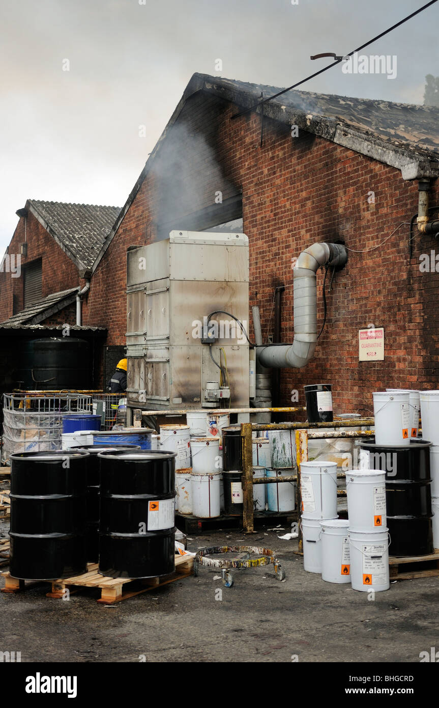 Smoke issuing from paint factory fire Stock Photo - Alamy