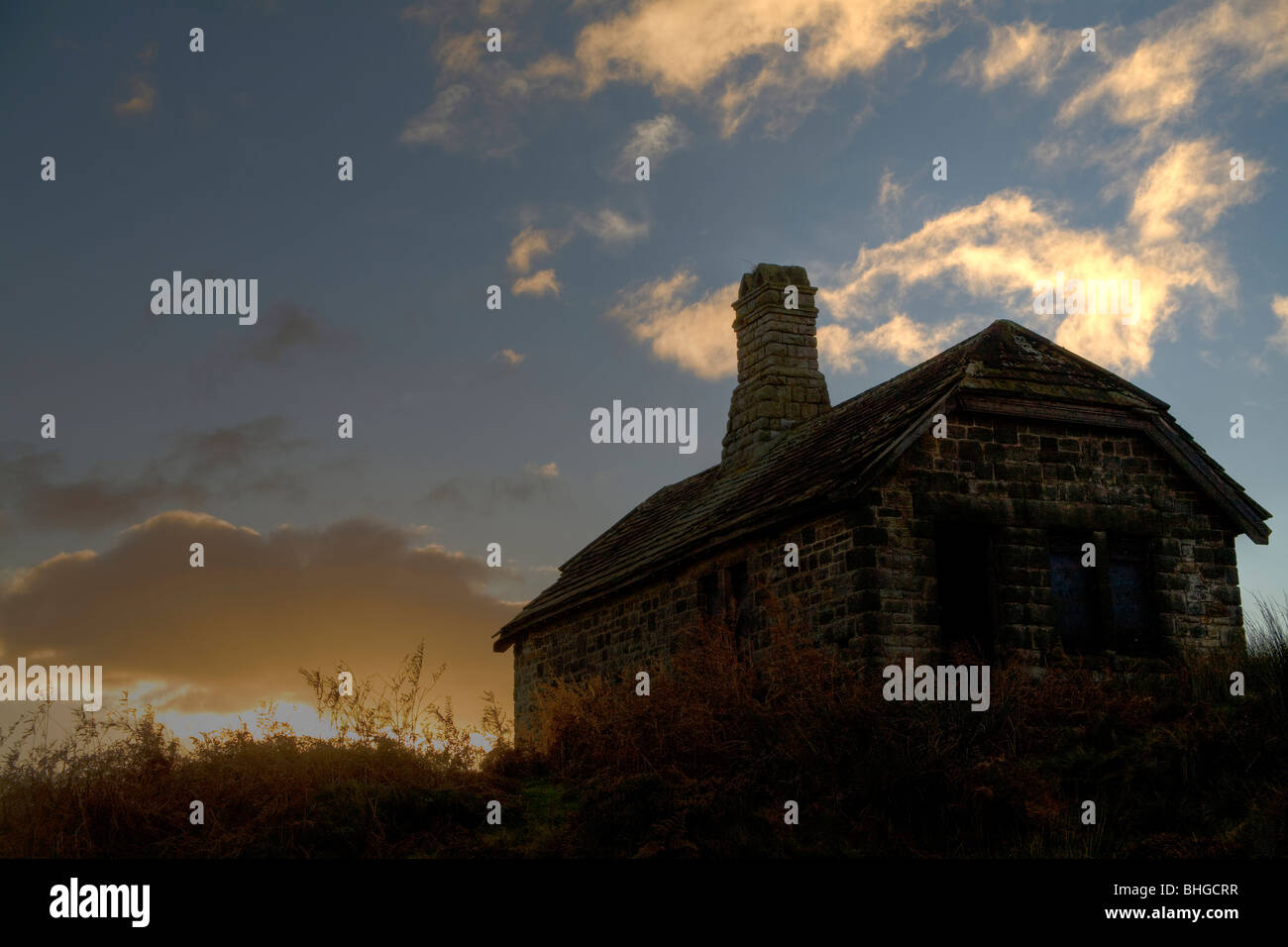 An old water board house above Redmires Dams, Sheffield, UK Stock Photo ...