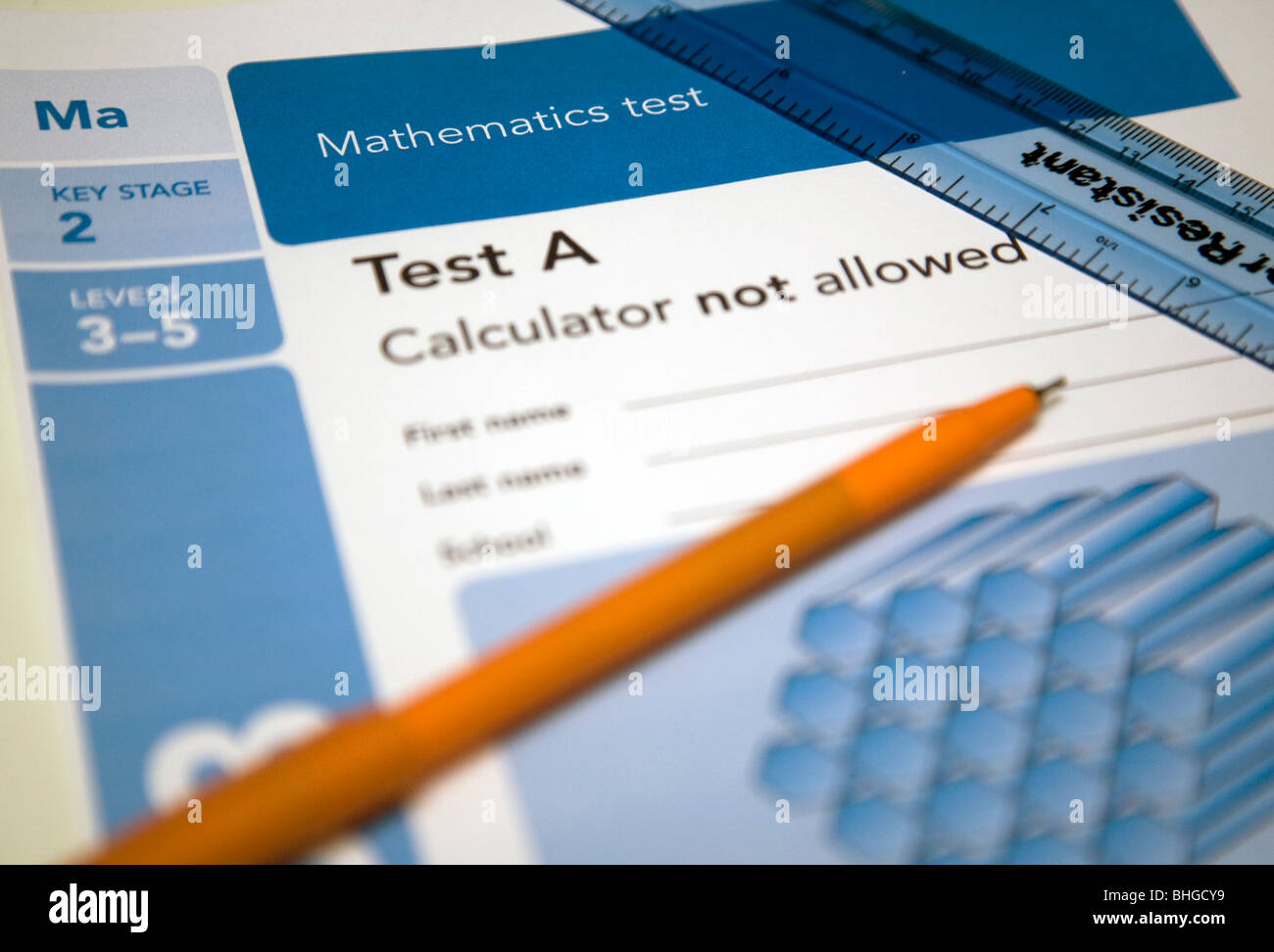 SATS school mathematics test paper Stock Photo - Alamy