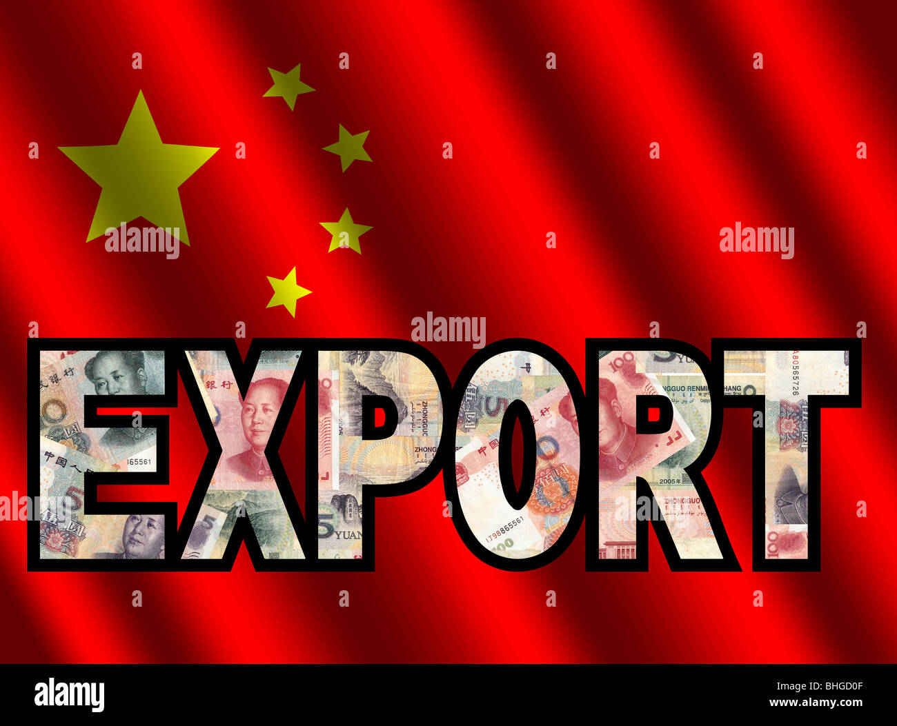 Export Text with Yuan and Chinese flag illustration Stock Photo - Alamy