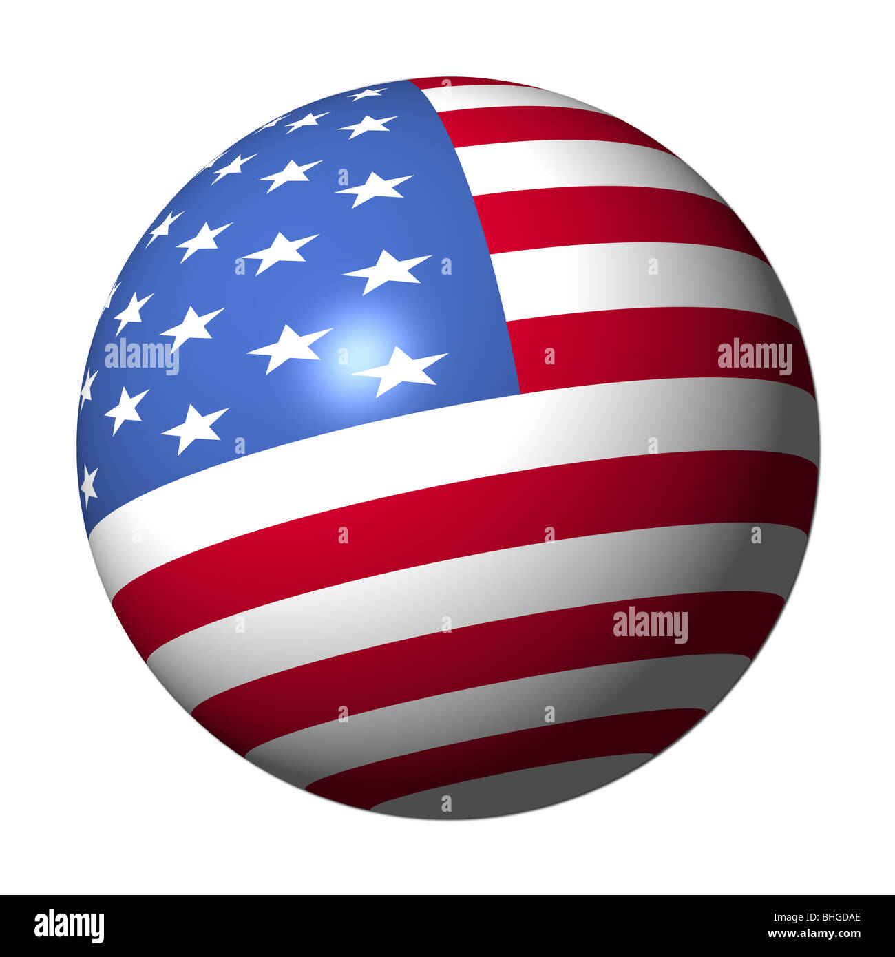 American flag sphere isolated on white illustration Stock Photo - Alamy