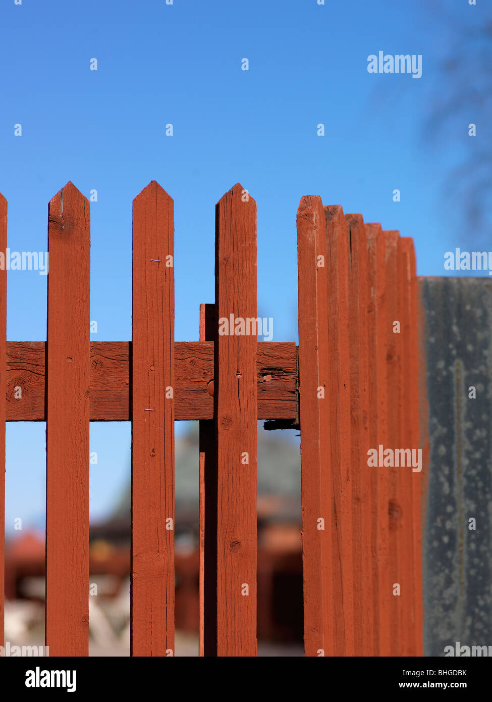 A red wooden fence, Sweden Stock Photo - Alamy