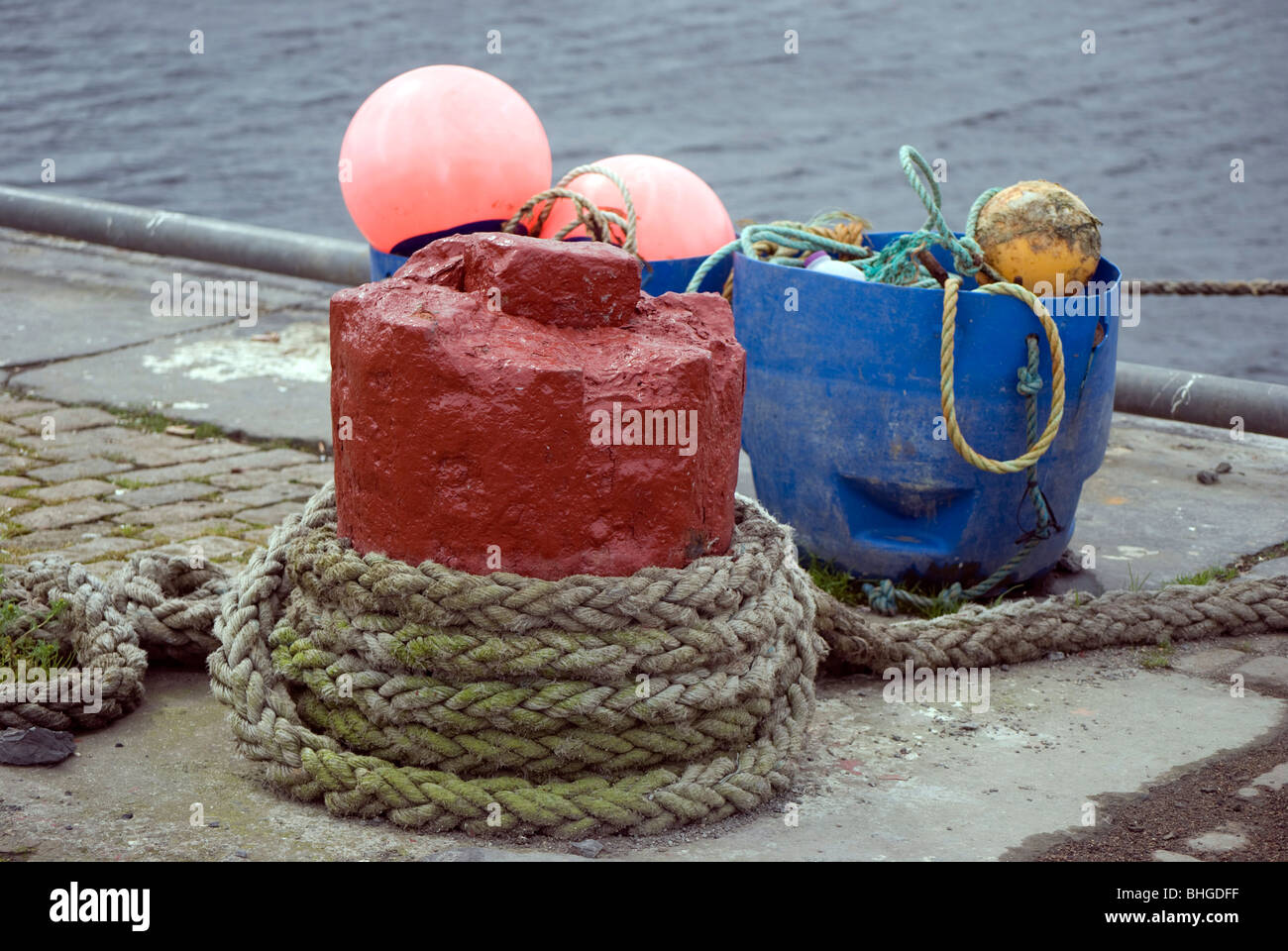Bollard at Wick Harbour, Highland Region, Scotland Stock Photo - Alamy