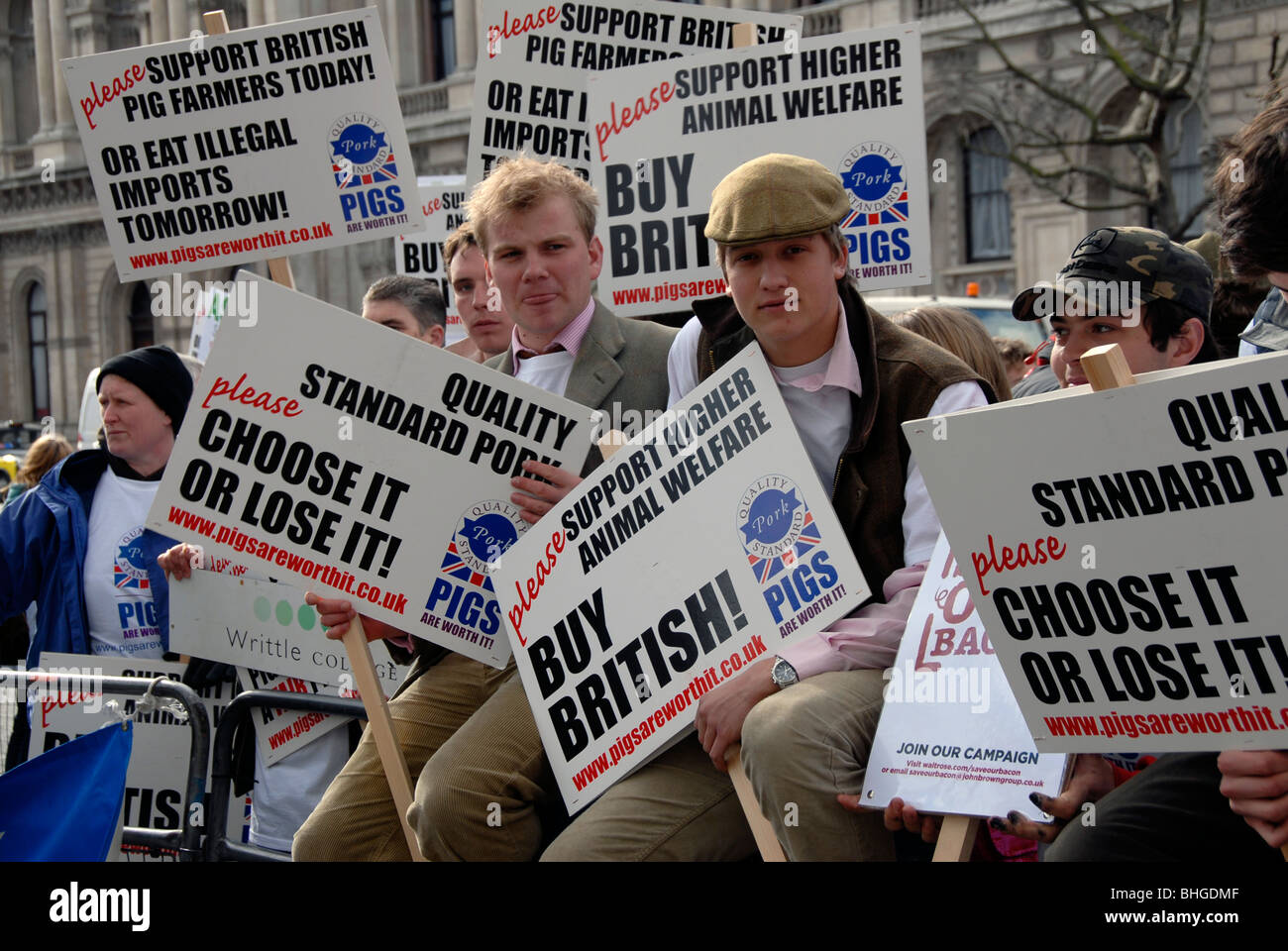Protest supporting British pig farmers against illegal imports Stock ...