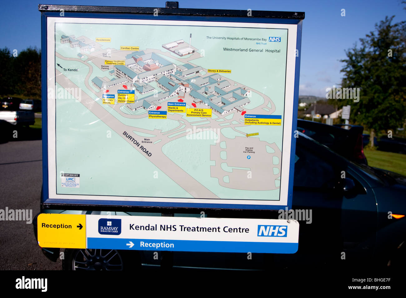 Kendal NHS Trust Treatment Centre Sign Map and signs Stock Photo - Alamy