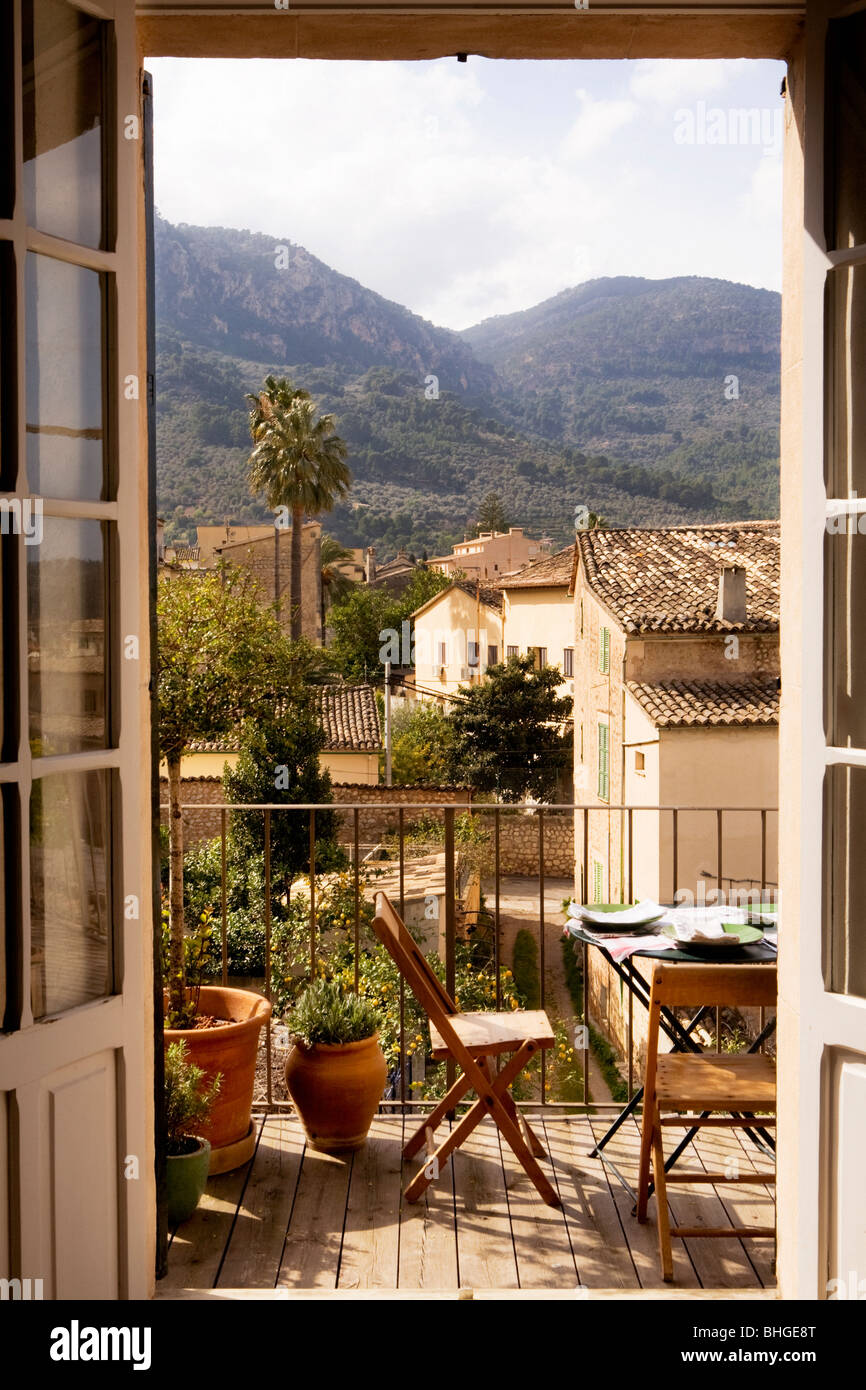 Balcony with a view, Majorca Stock Photo - Alamy