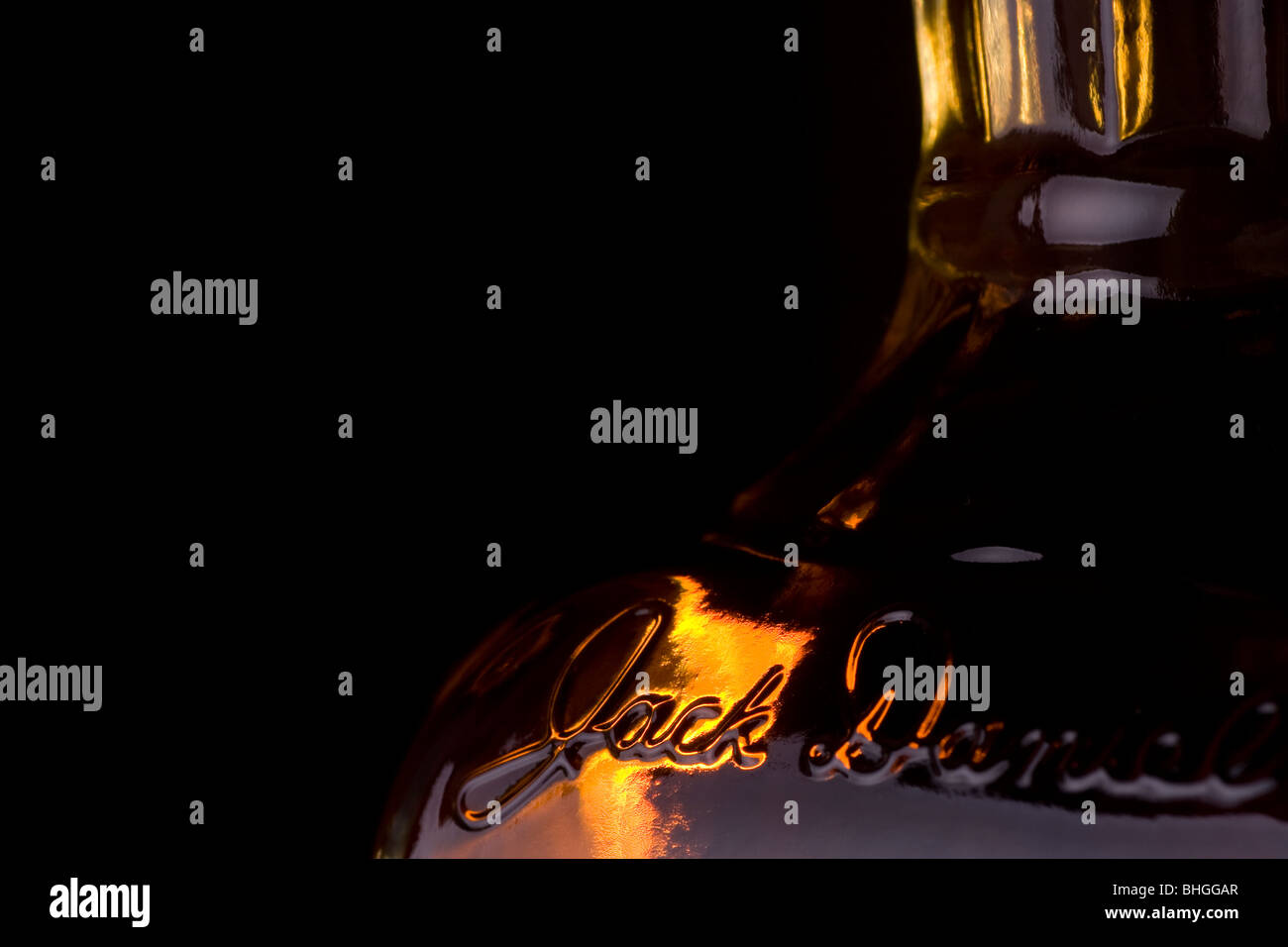 Close-up of Jack Daniels bottle neck, Showing Jack Daniels signature ...