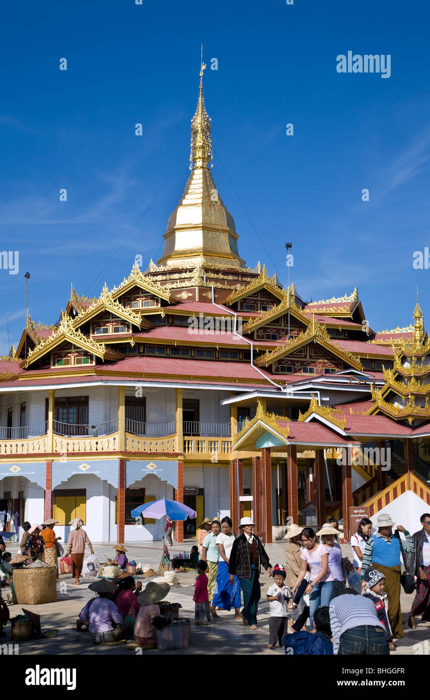 Pilgrims visiting Phaung Daw Oo Paya. Ywama village. Inle Lake. Myanmar ...