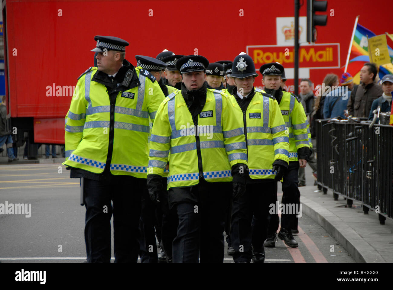 Group of police on their way to patrol a demonstration Stock Photo - Alamy
