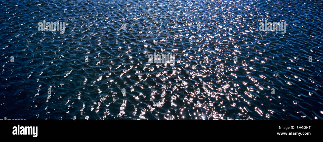 Wind blown ripples texture sunny lake surface, Big Pine Lake, East ...