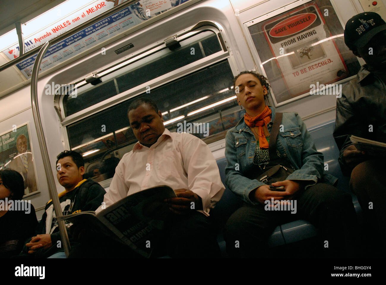 Passengers riding the New York City subway Stock Photo - Alamy